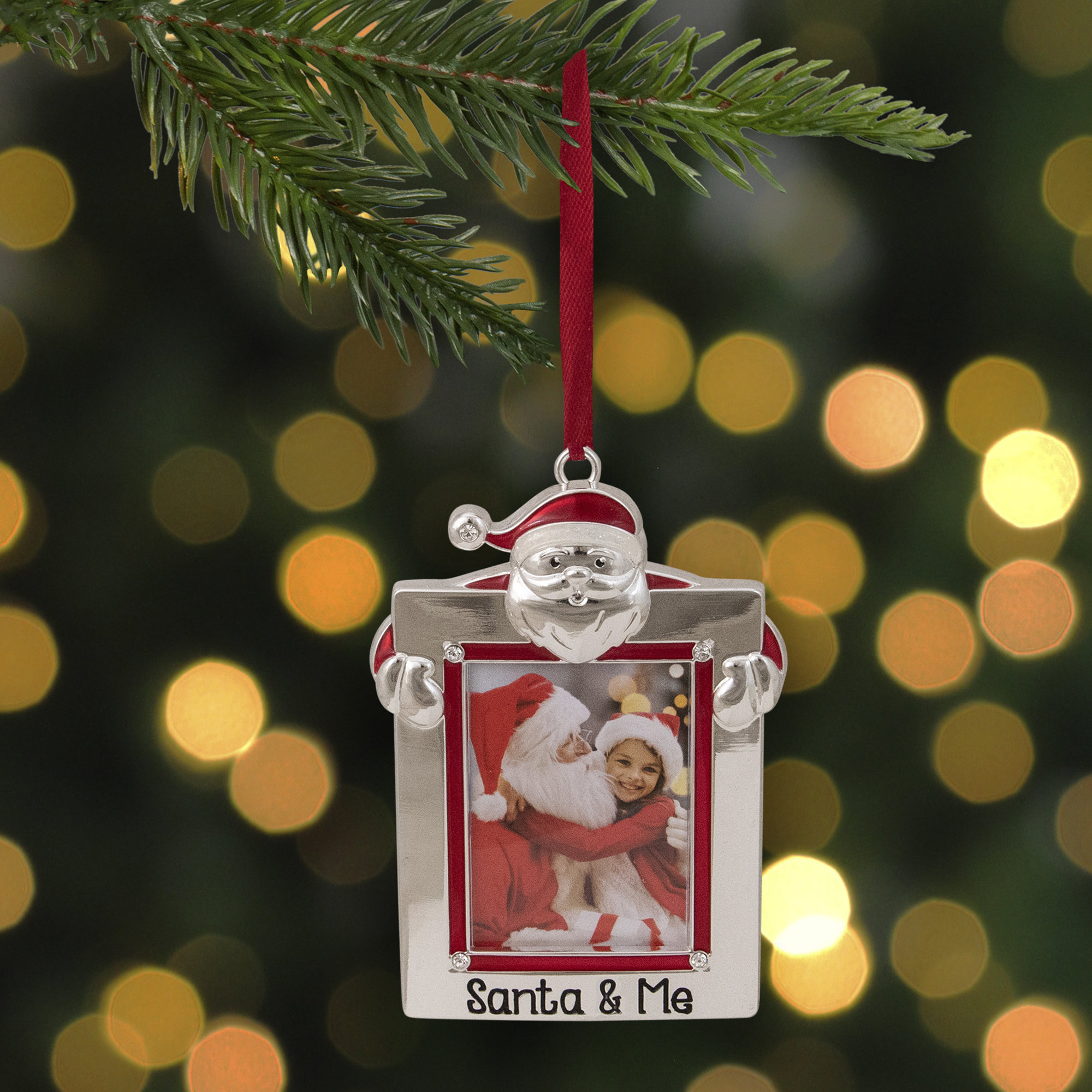 Northlight 3.5" Silver "Santa and Me" Photo Frame Christmas Ornament ...