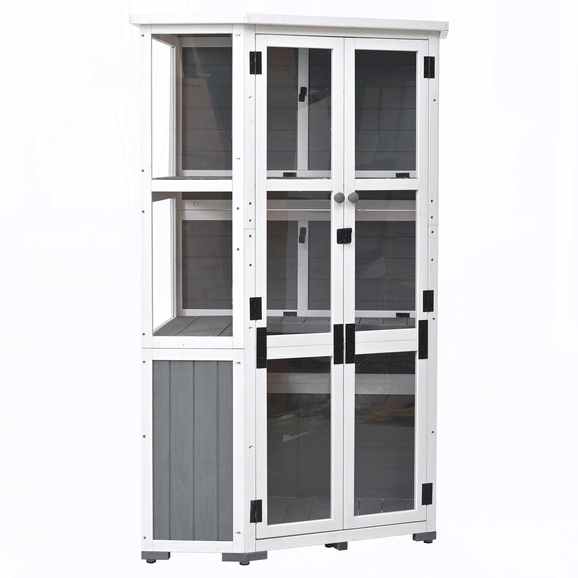 Wood Garden 63" Height Garden Wood Storage Cabinet Mini Greenhouse Cold ...