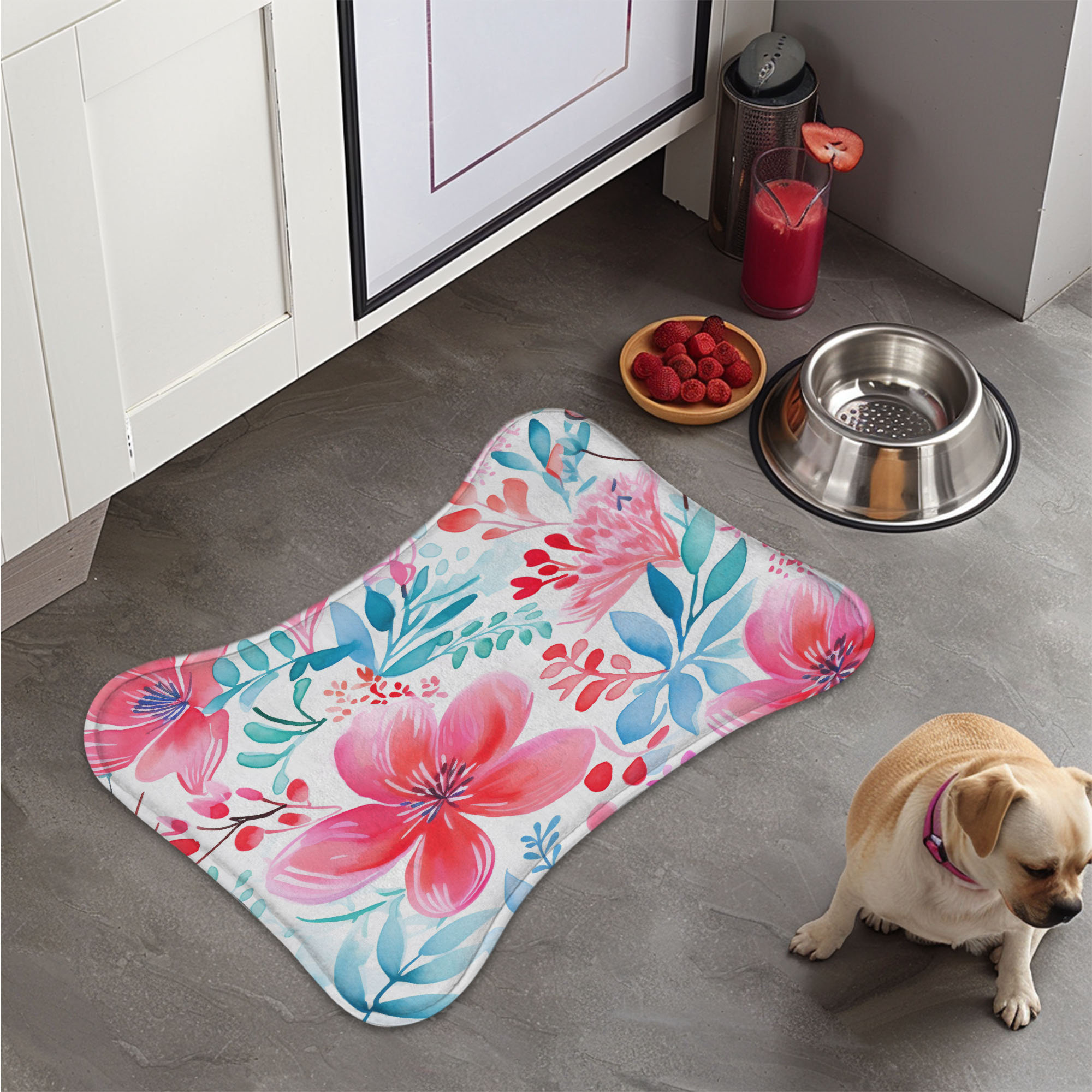 MentionedYou Stylish Scarlet Blooms - 1 Piece Bone Shape Feeding Mat ...