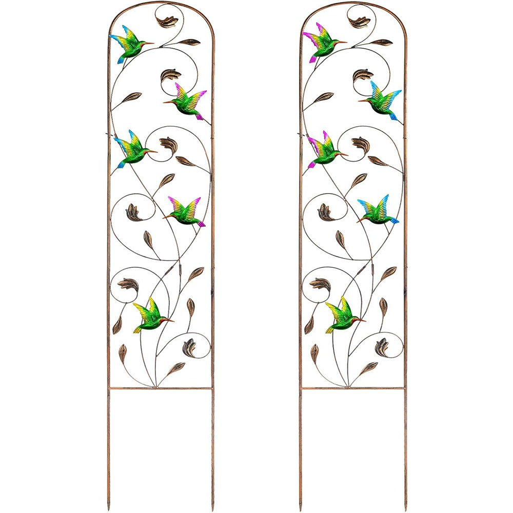 Astoria Grand Set Of 2 Hummingbird Metal Garden Trellis For Climbing ...