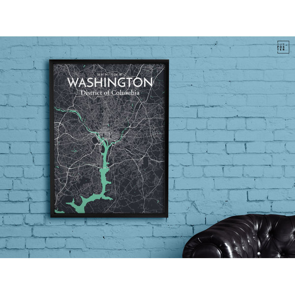 OurPoster.com 'Washington DC City Map' Graphic Art Print Poster in ...
