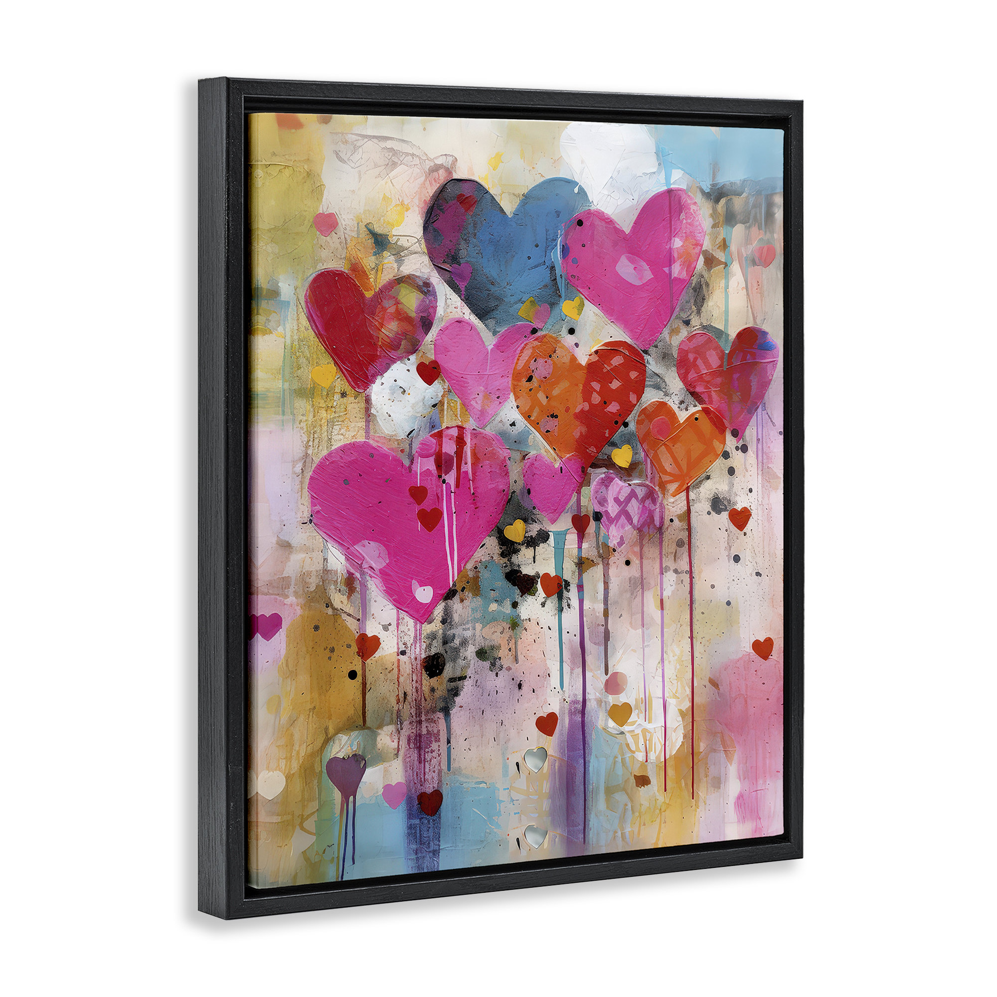 Wrought Studio™ Whimsical Love Hearts Pattern Floater Canvas Wall Art ...