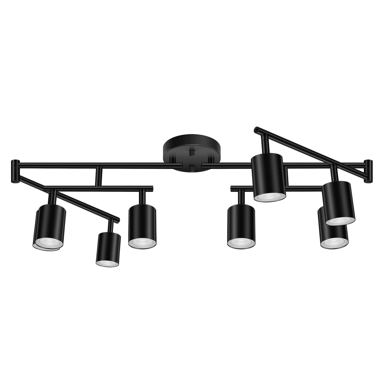 TWOTFUL Black Track Lighting Fixture Ceiling, 8-Light Rotatable LED ...