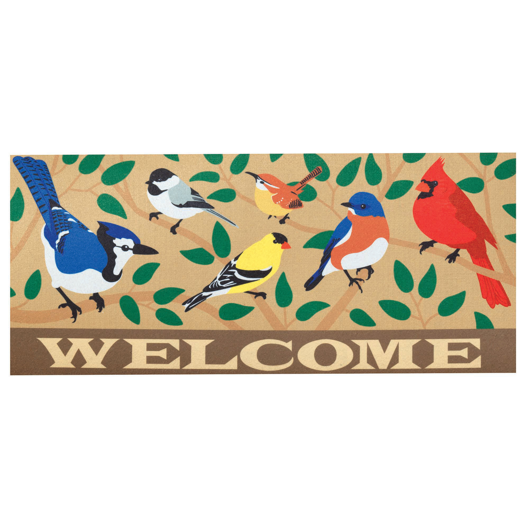 East Urban Home Doormat Insert Songbirds Welcome 22x10 | Wayfair