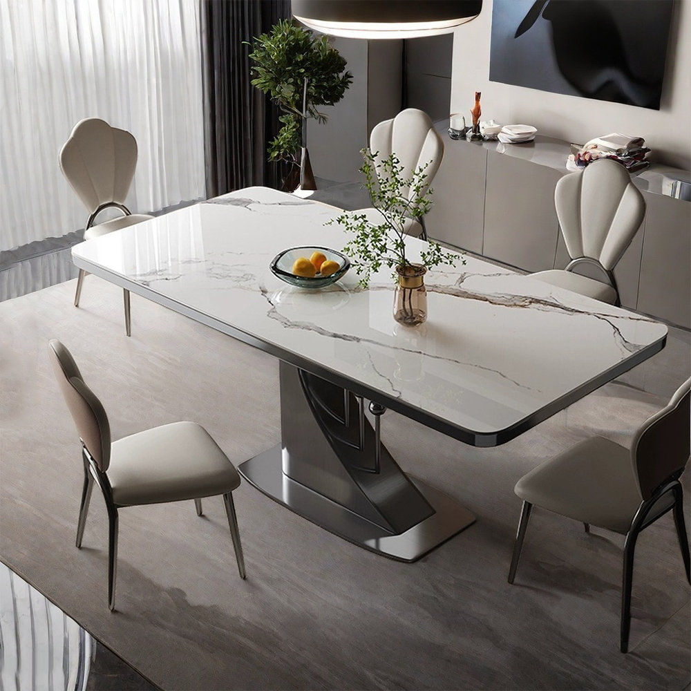 ALLNICEDT Rectangular Modern Microlite Dining Table Set | Wayfair
