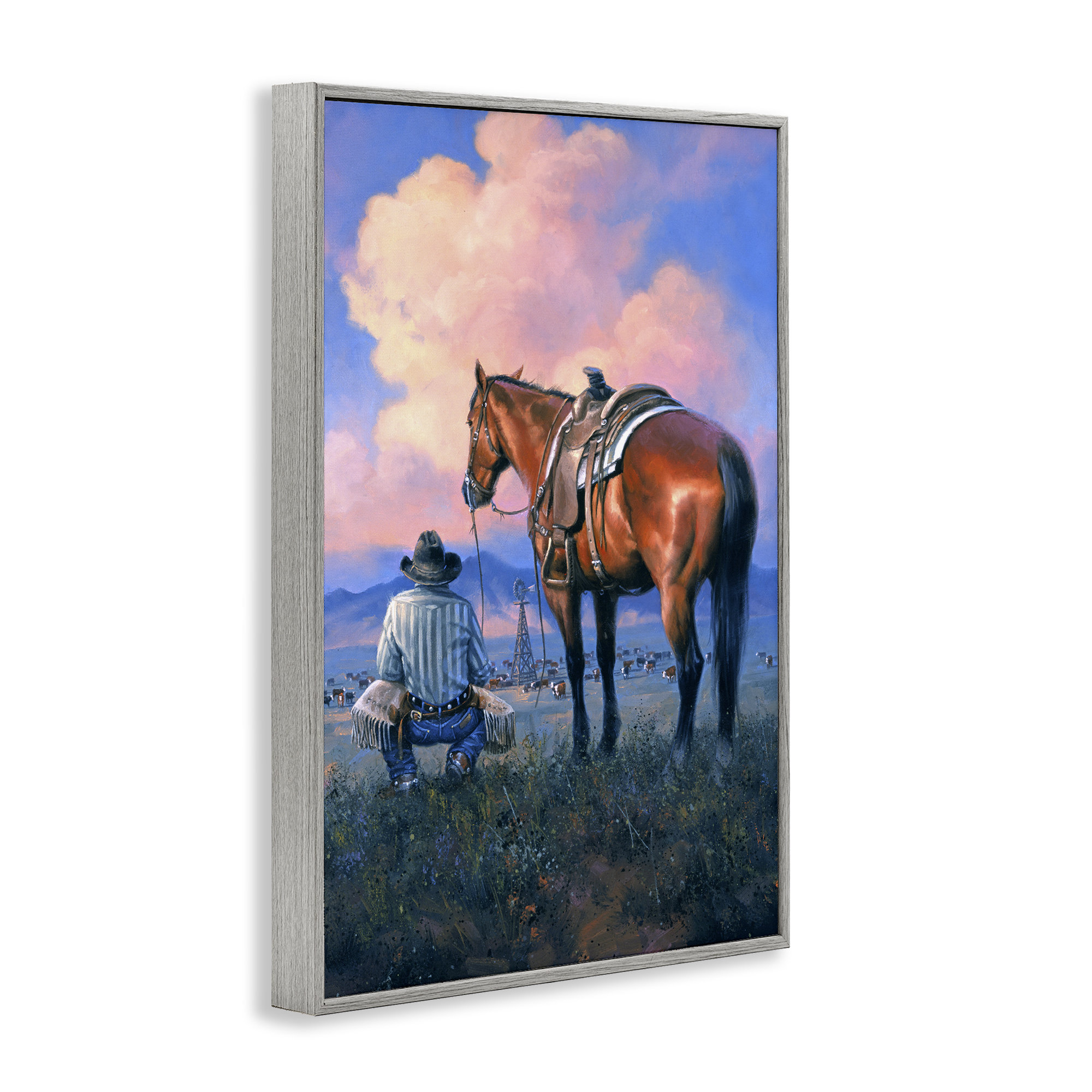 Stupell Industries Counting Blessing Western Cowboy Framed Giclee Art ...