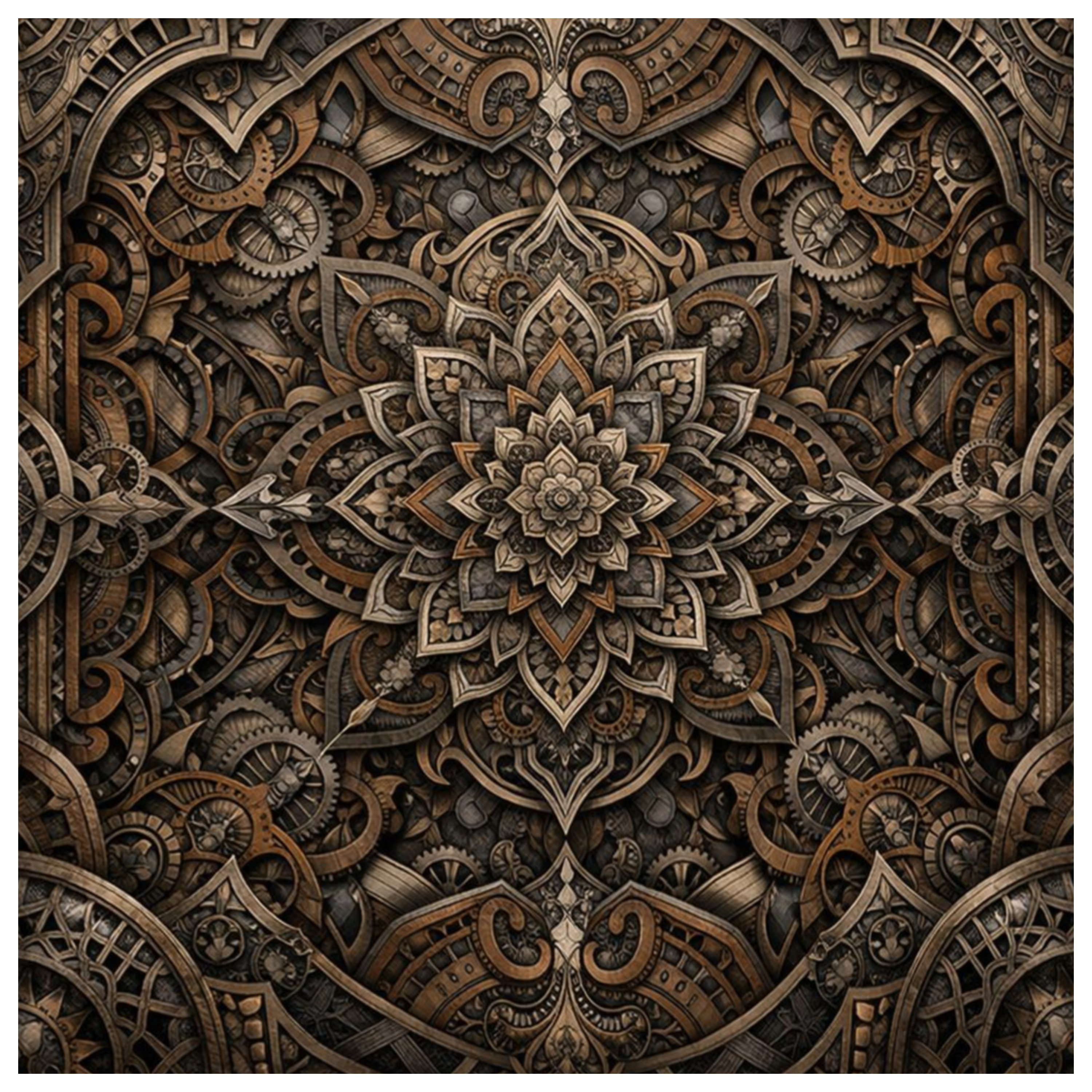Red Barrel Studio® Intricate Steampunk Mandala Canvas Gallery Wrap in ...