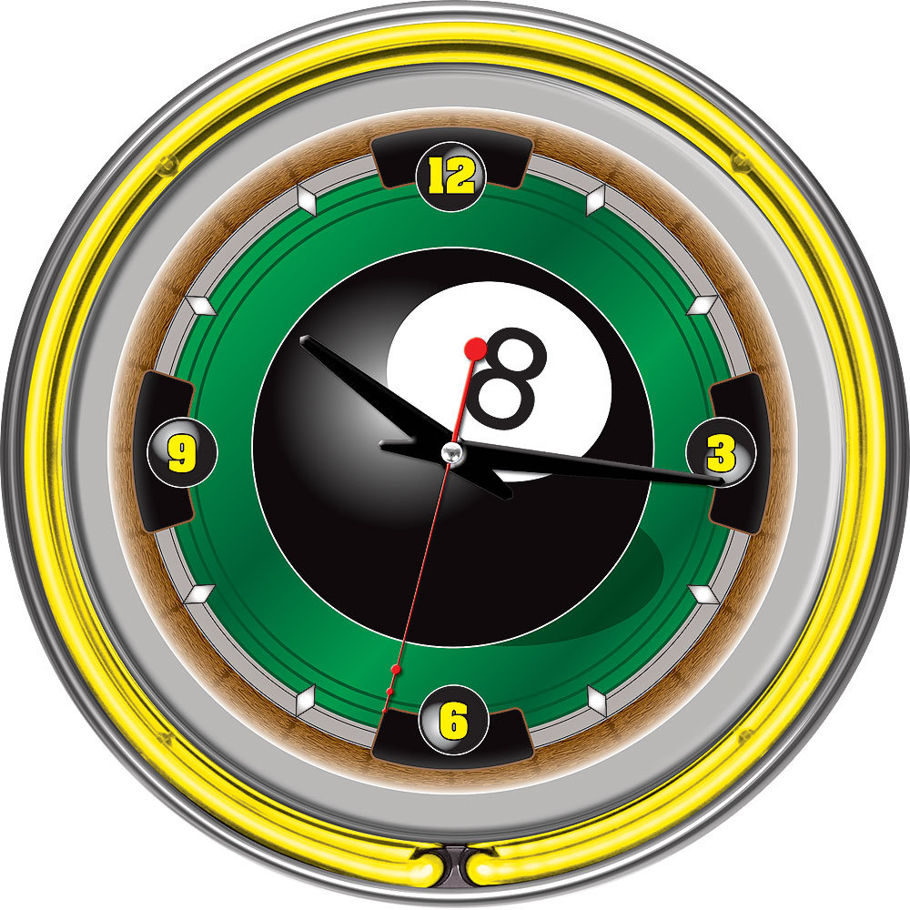 Trademark Global 14" Rack'em 8 Ball Wall Clock | Wayfair