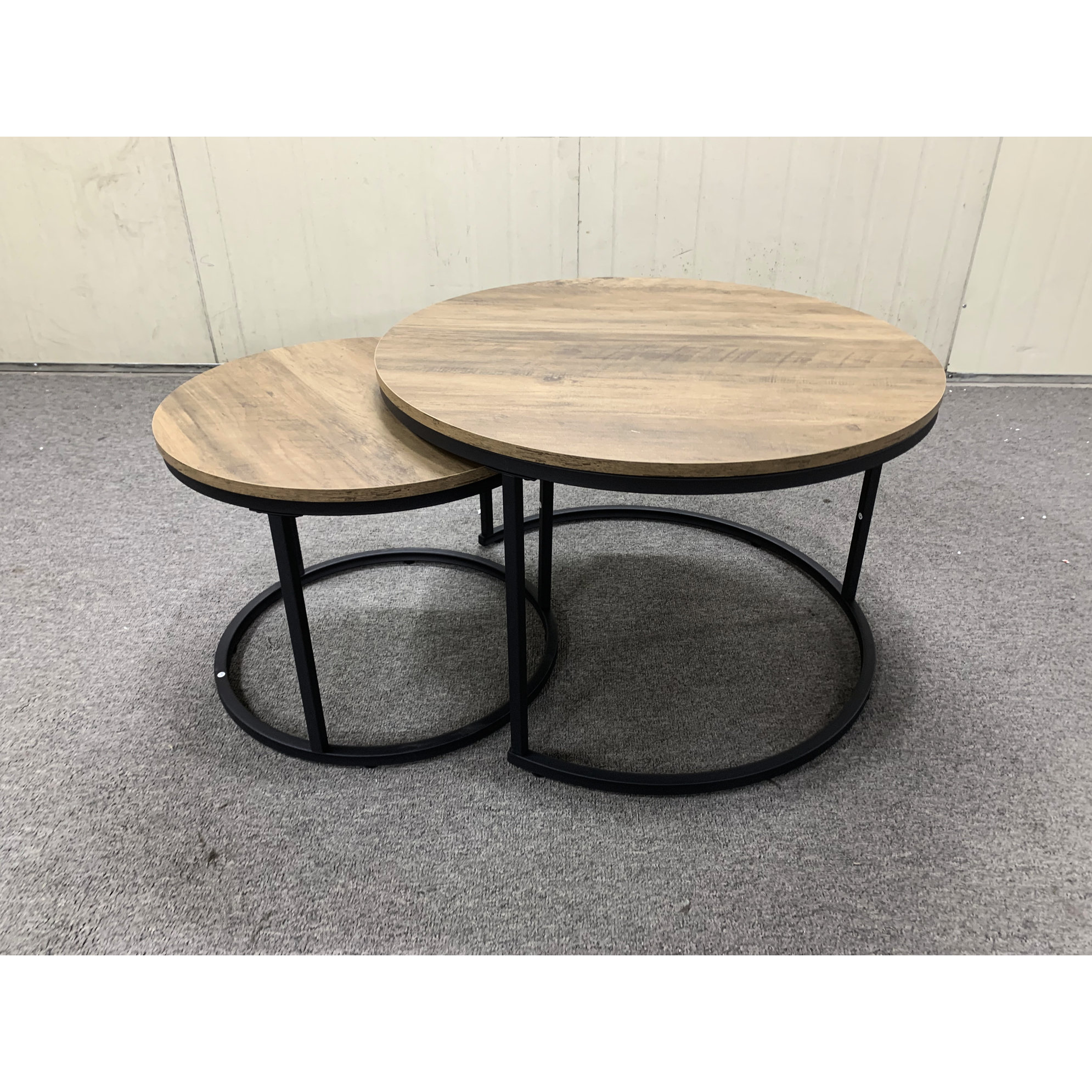 Ebern Designs 2 Nesting Coffee Tables, 27.6Inch Round With Wood Design ...