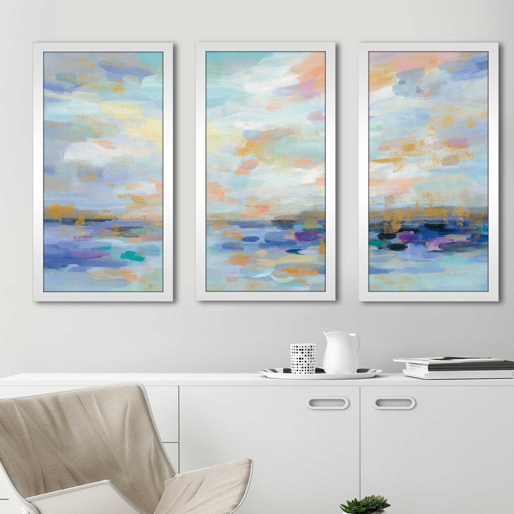 Highland Dunes 'Golden Sunrise' Picture Frame Multi-Piece Image Print ...