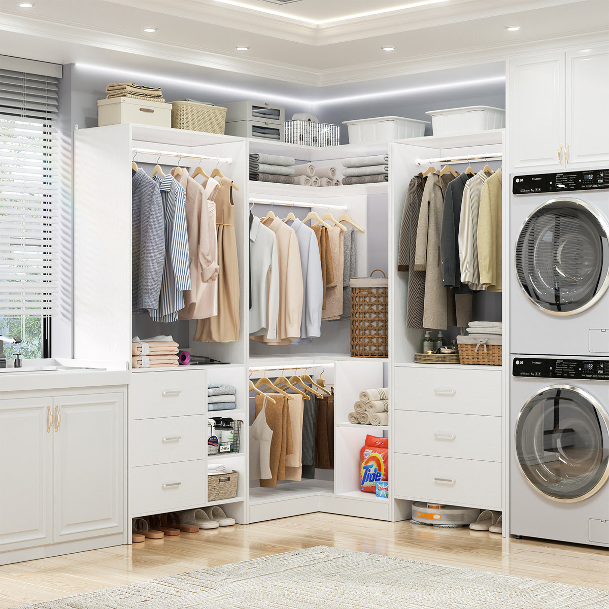 Latitude Run® Chaj 86.8" W Freestanding Closet System & Reviews | Wayfair