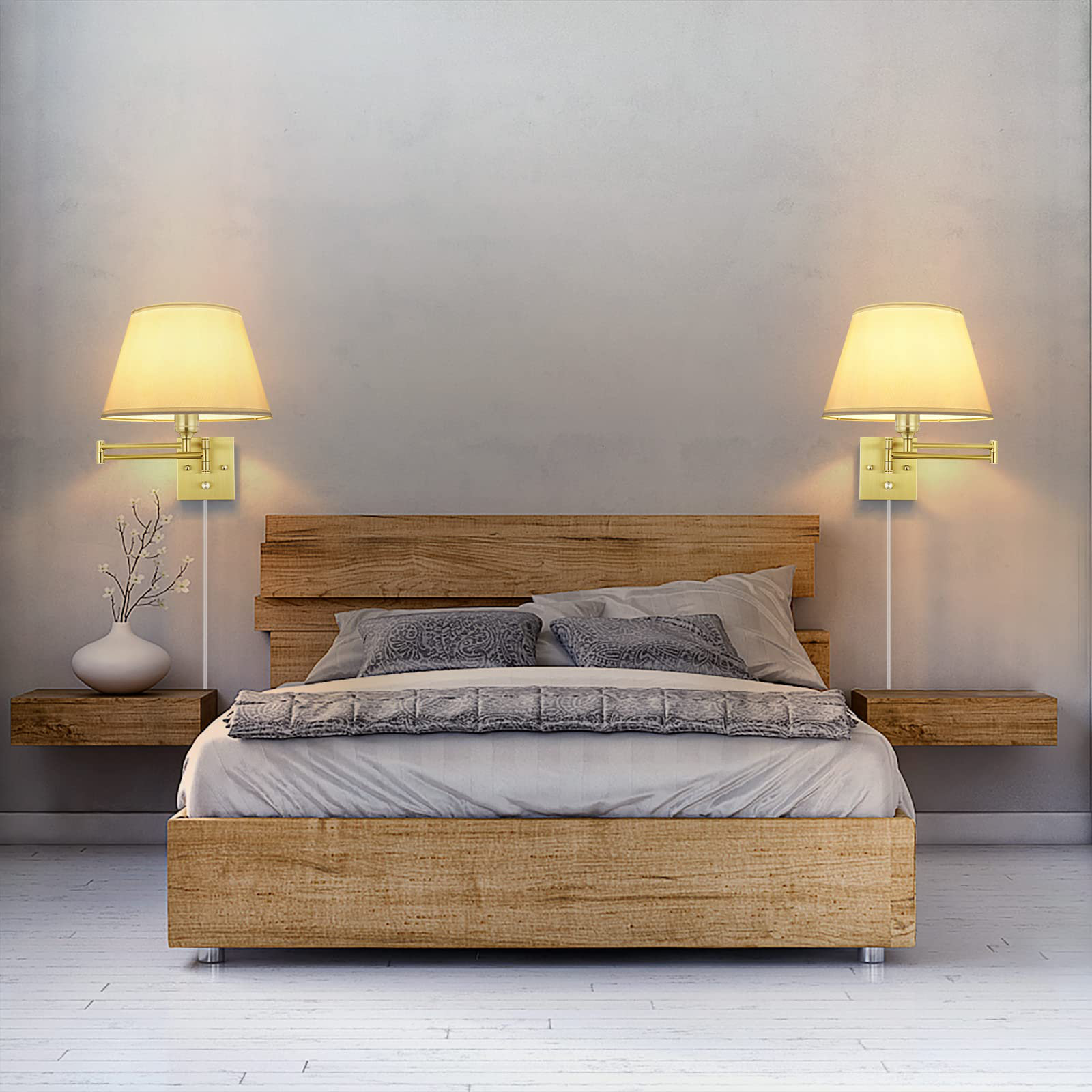 Mercer41 Dimmable Wall Light Inserts, Set Of 2 Swing Arm Wall Lights ...