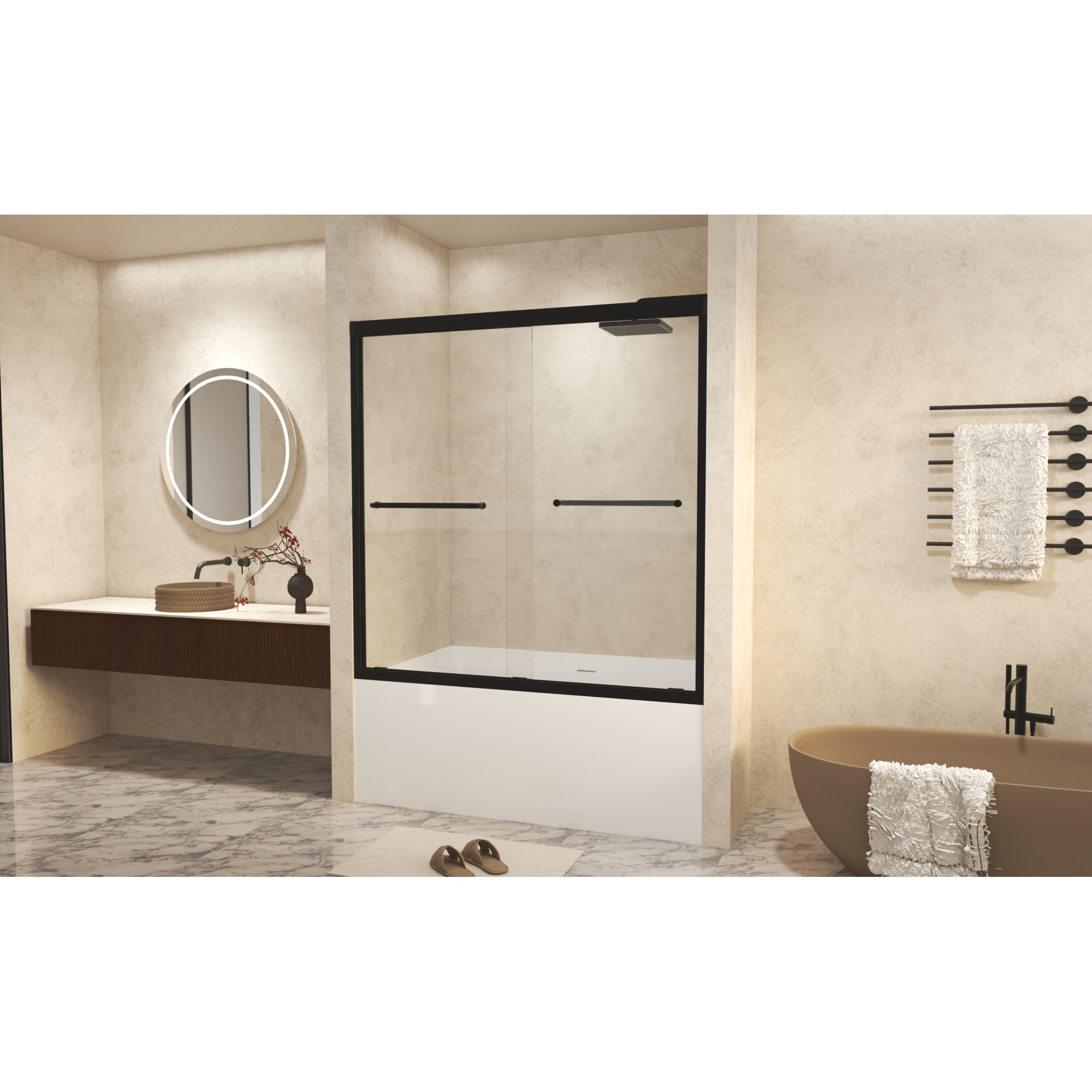 CANJUN Shatterproof Tempered Glass Modern Shower Door, Aluminum Frame ...