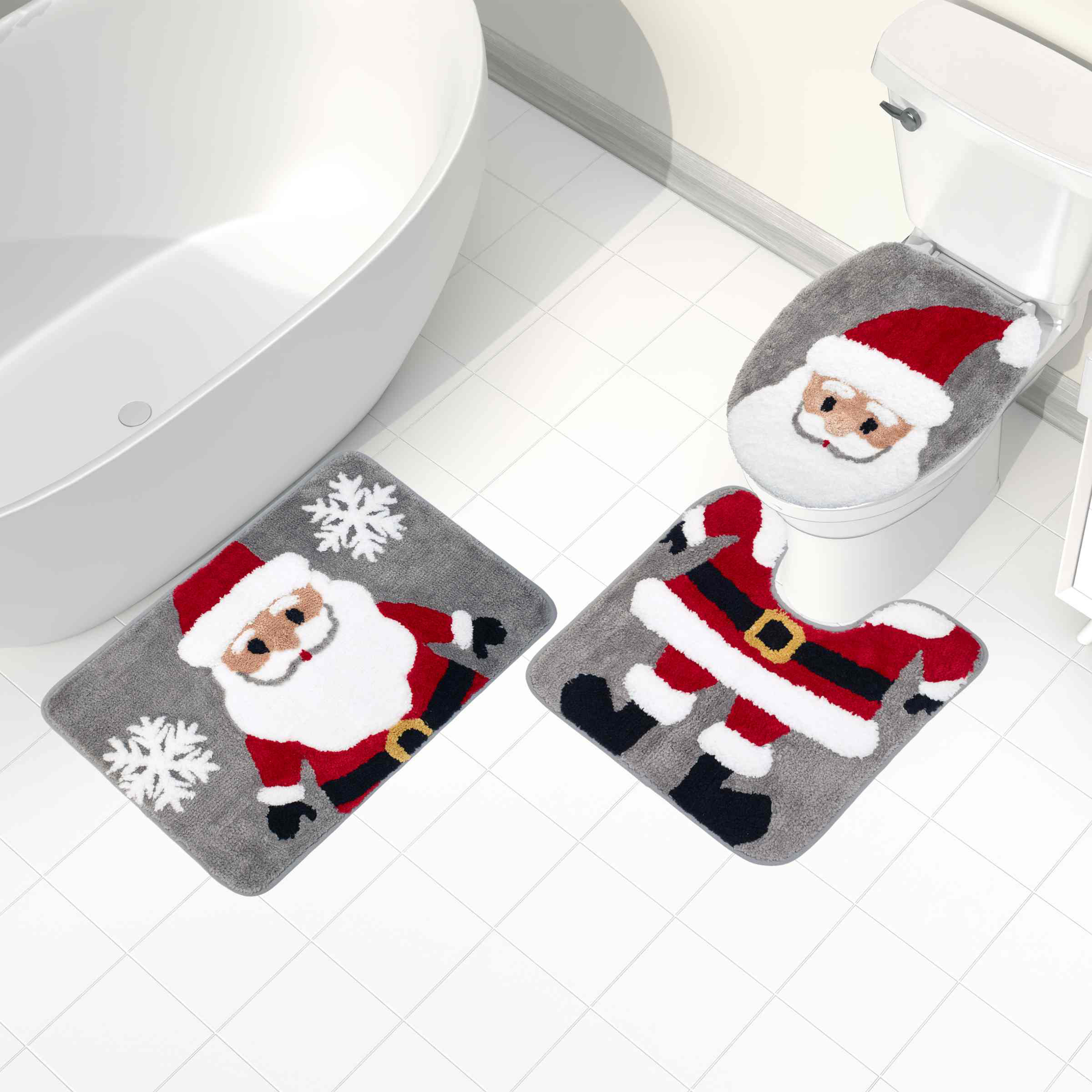 The Holiday Aisle® St. Nick 3-Piece Contour Rug Set | Wayfair