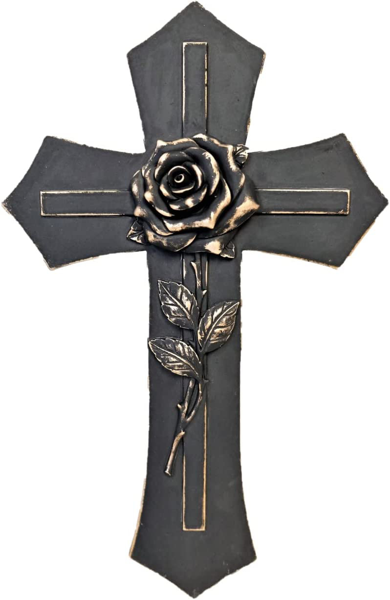 Bungalow Rose Cross with Rose Spiritual Wall Décor | Wayfair