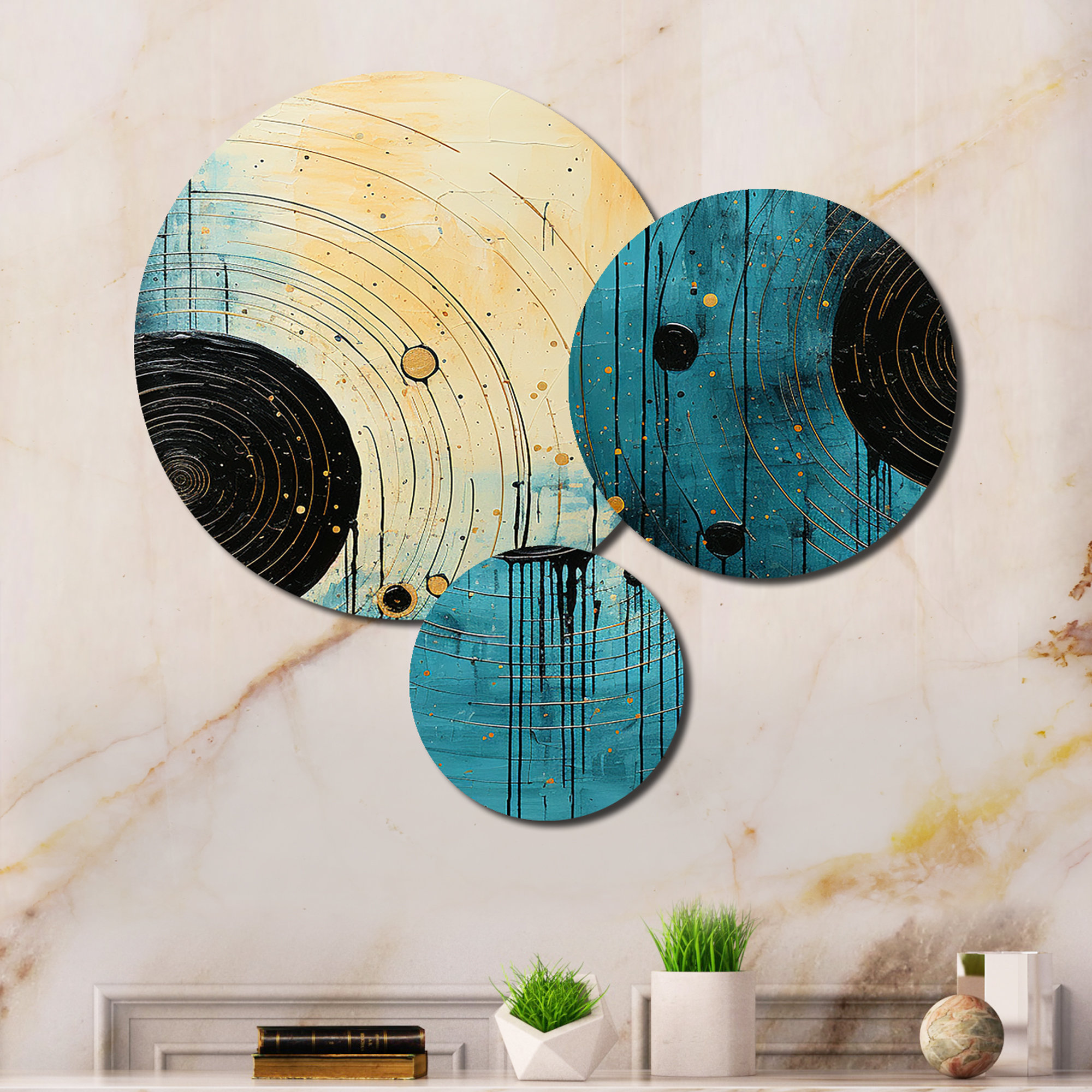 Ivy Bronx Teal And Black Minimalism Moon I - Abstract Collages Metal ...