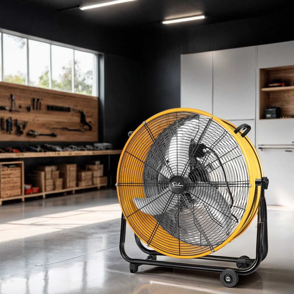 SenQWFa 24" Yellow High Velocity Metal Drum Fan, 3-Speed Circulation ...