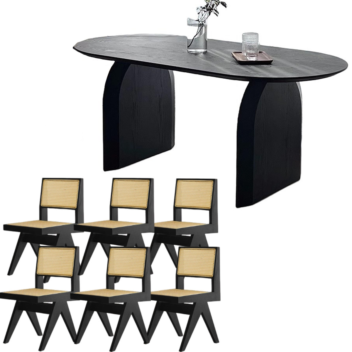 MRzenghong Minimalist Black Ash Elliptical Dining Table | Wayfair