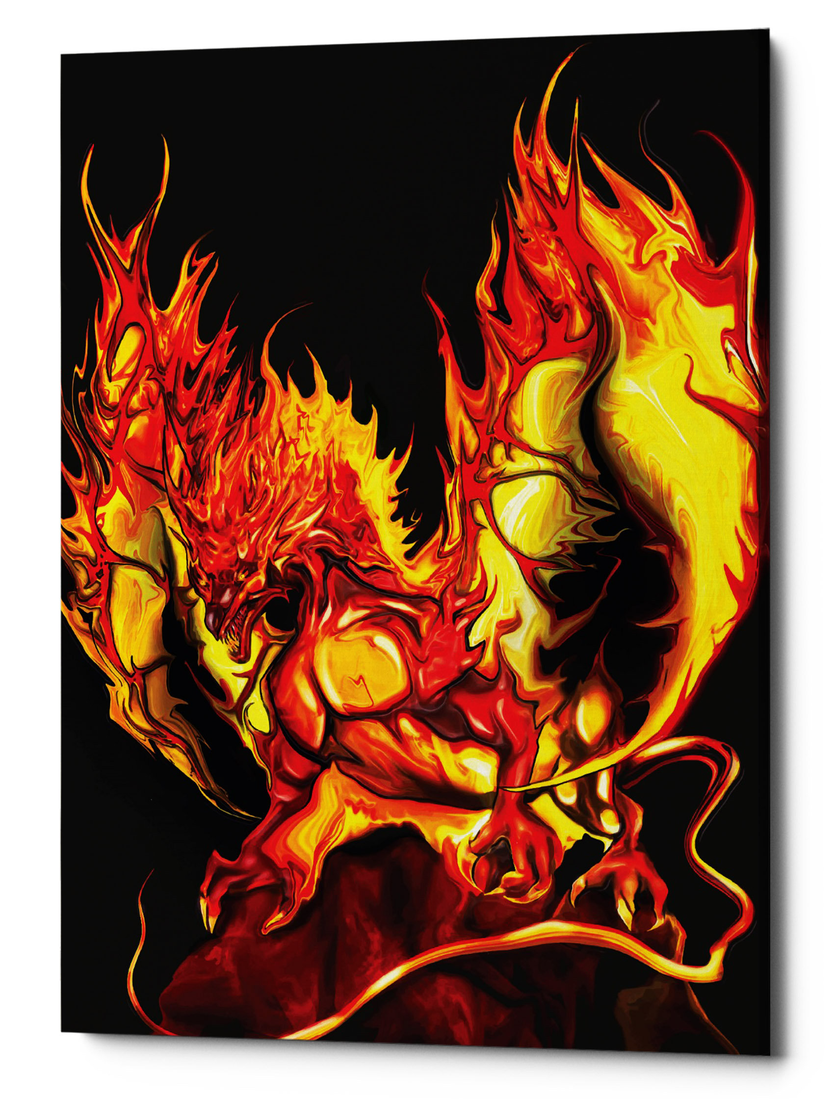 East Urban Home 'Dragon Fire' Graphic Art Print on Canvas | Wayfair
