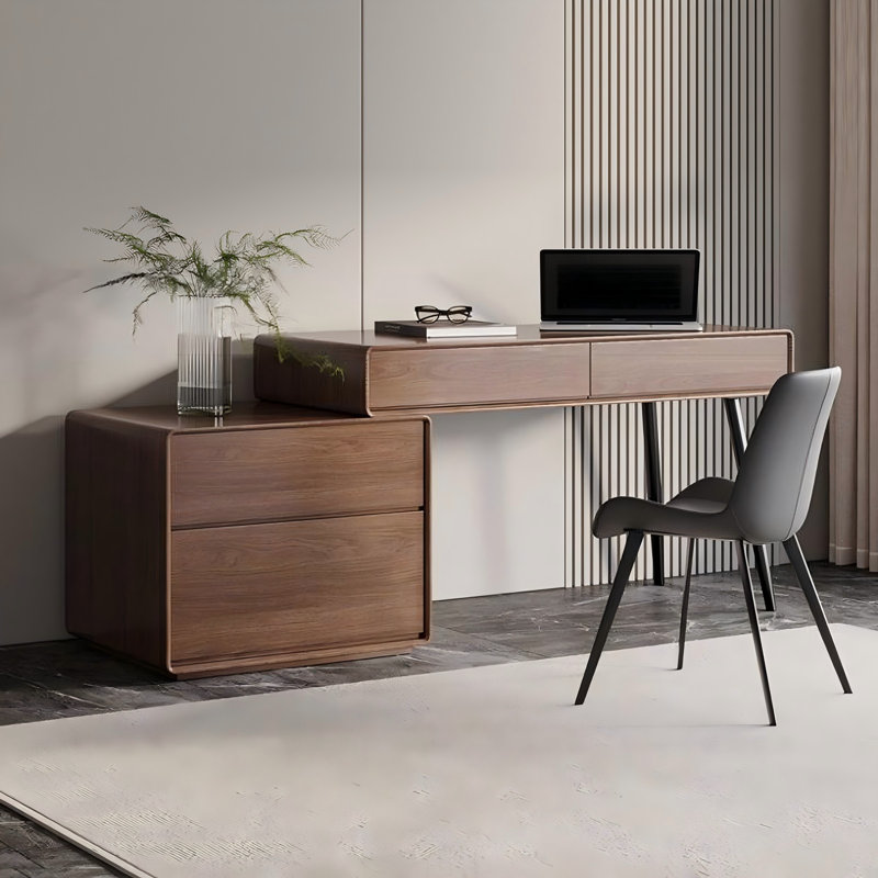 Tha Dream Team Modern Minimalist Brown Rotating Desk | Wayfair