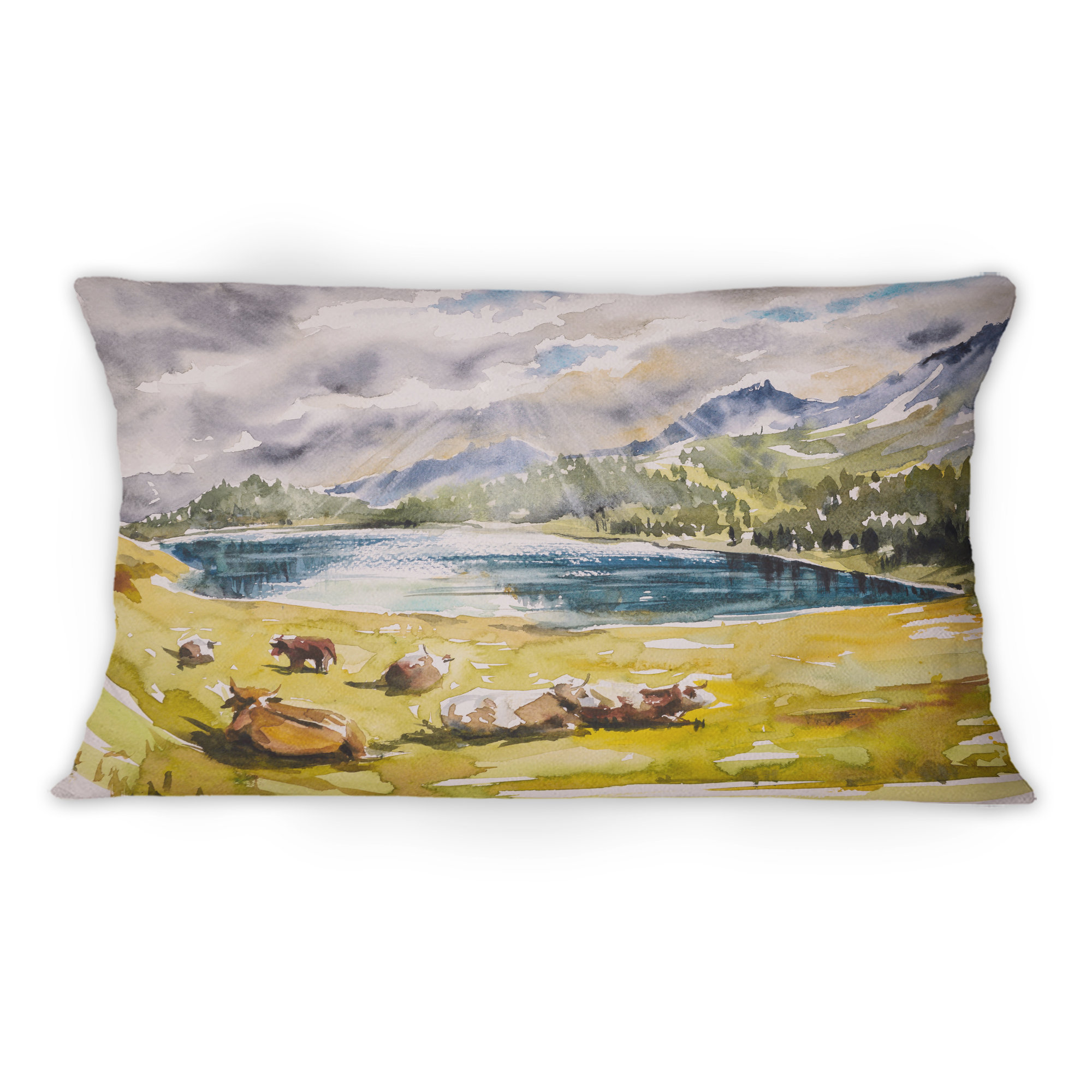 Design Art Mahaylee Cows On A Meadow With Cloudy Sky Animal Print ...