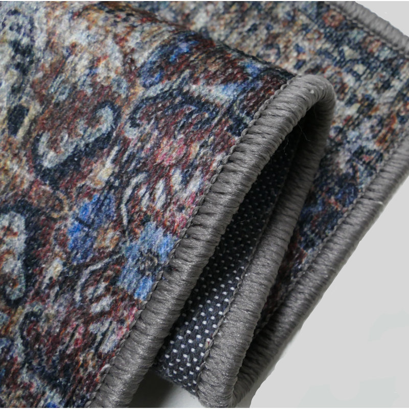 Red Barrel Studio® Custom Size Canvas Back Washable Oriental Mahal Gray ...