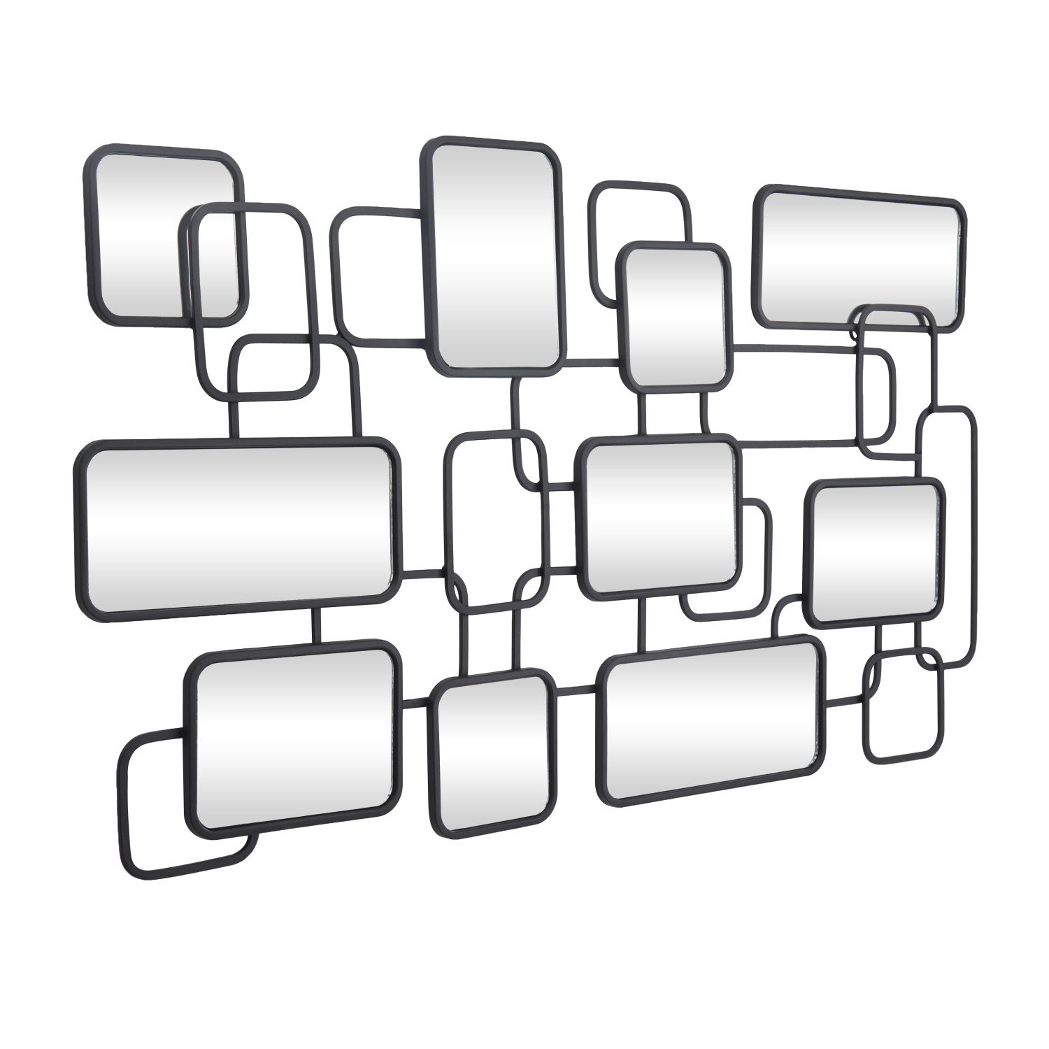 Corrigan Studio® Damya Metal Overlapping Rectangle Geometric Black Wall ...