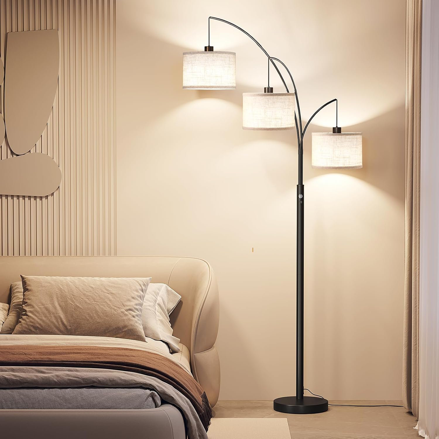 Ebern Designs Tall Modern Arc Floor Lamp With Rotatable Hanging Drum ...