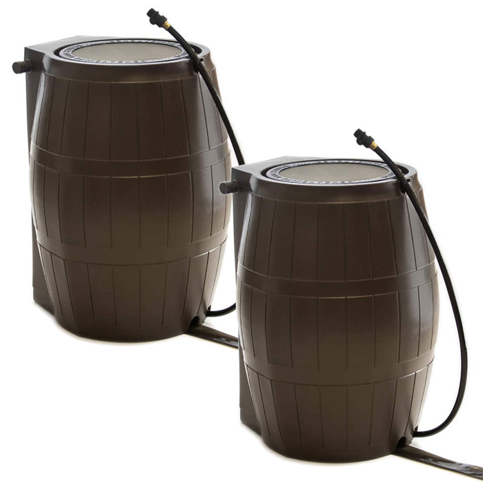 FCMP Outdoor 50-Gallon BPA Free Home Rain Water Catcher Barrel, Brown ...