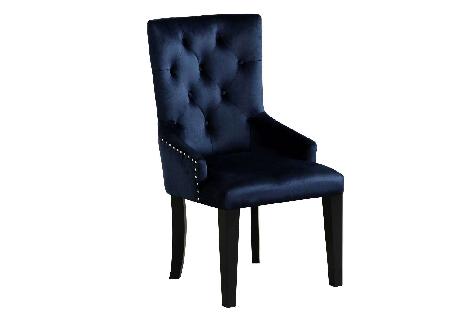 Latitude Run® Varian II Dark Navy Velvet & Black Finish Side Chair ...
