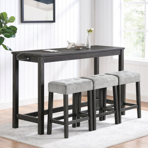 Gracie Oaks Bar Table With Stools, Breakfast Bar Sets, Bar Height ...