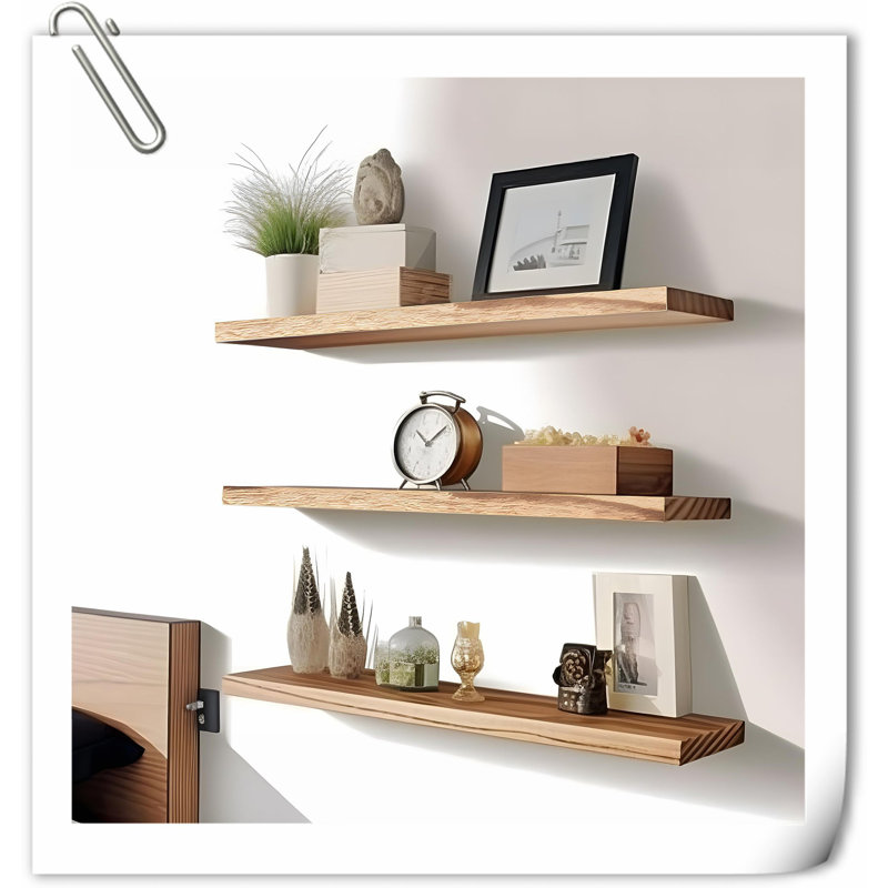Gracie Oaks Wimer 4 Piece Solid Wood Floating Shelf | Wayfair