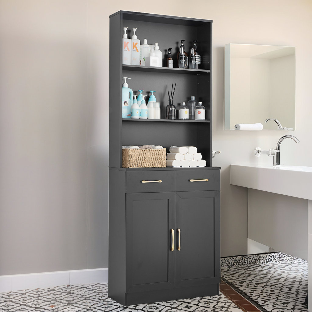 Hokku Designs 70" Slim Bathroom Storage Cabinet â€“ 3-Tier Open Shelf ...