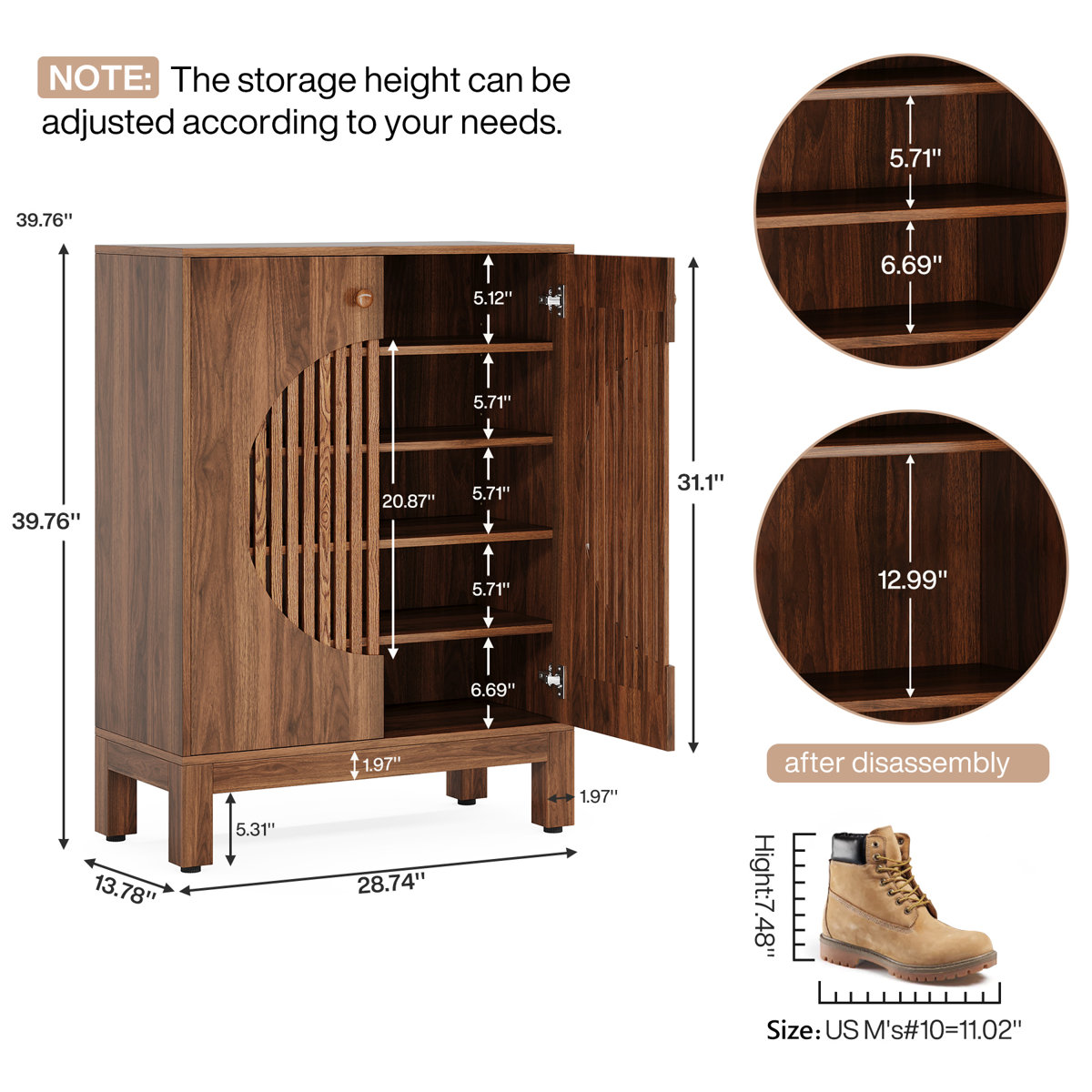 Millwood Pines 20 Pair Shoe Storage Cabinet With Louvered Doors ...