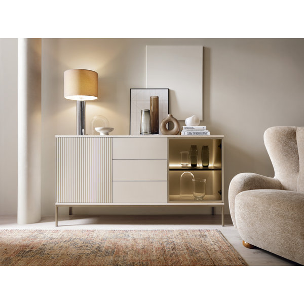 Metro Lane Demick 154 cm Cashmere Two-Door Chest with Drawers & LED ...