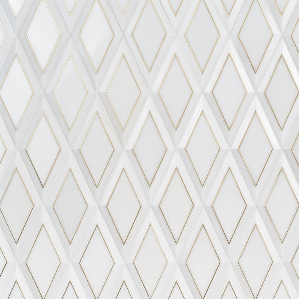 Bond Tile Macon Beveled Marble And Brass Wall Tile 5.51'' W x 11.81'' L ...