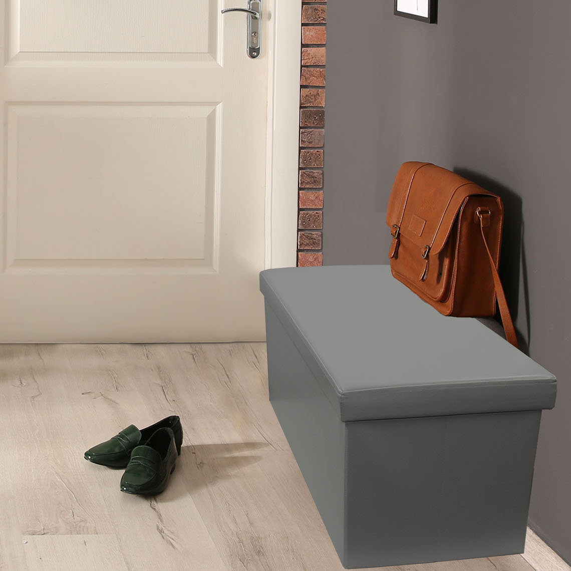 Evideco 15'' Wide Faux Leather Rectangle Storage Ottoman with Storage ...