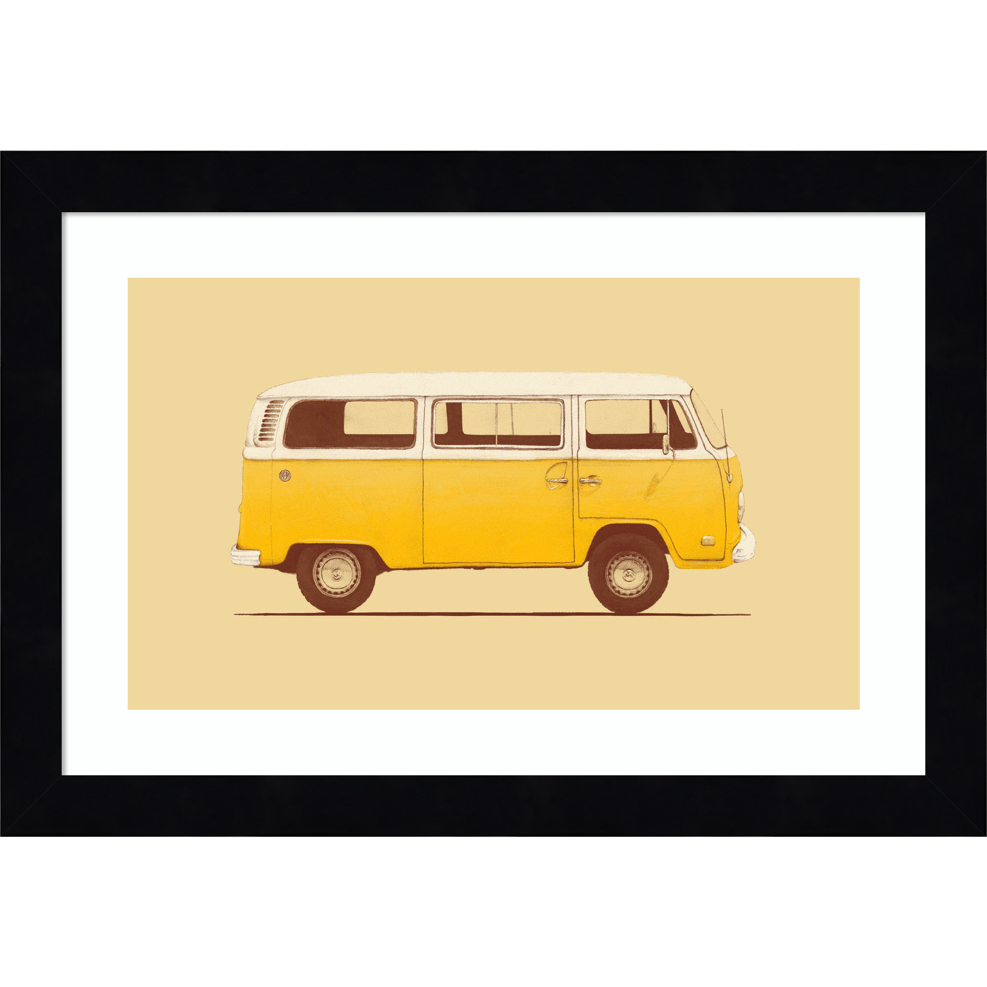 Ebern Designs Yellow VW Van by Bodflorent - Single Picture Frame Print ...