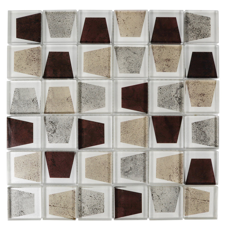 Symple Stuff Taourirt 12" x 12" Beveled Glass Grid Mosaic Wall Tile ...