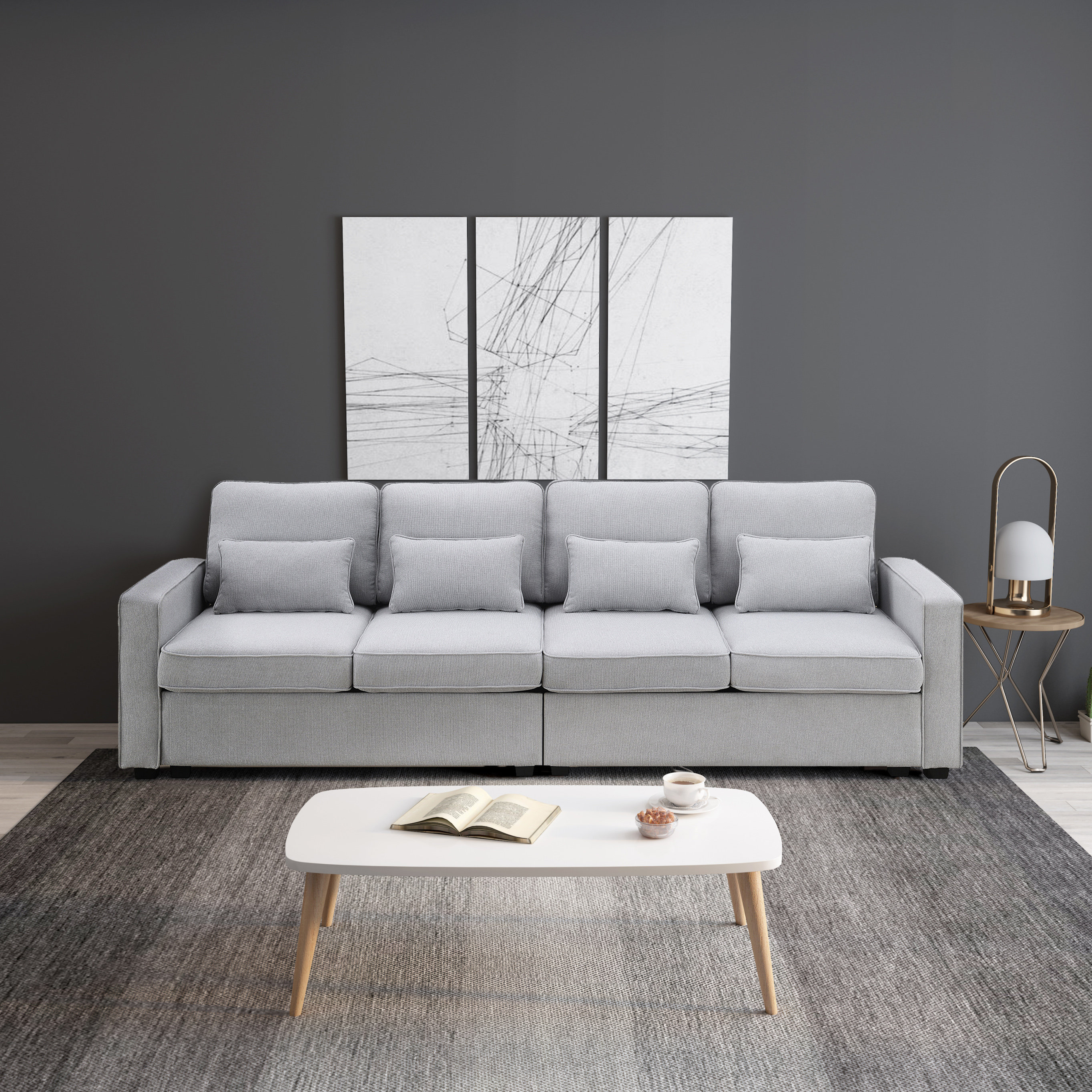 Latitude Run® Zayiah 104'' Linen Square Arm Sofa | Wayfair