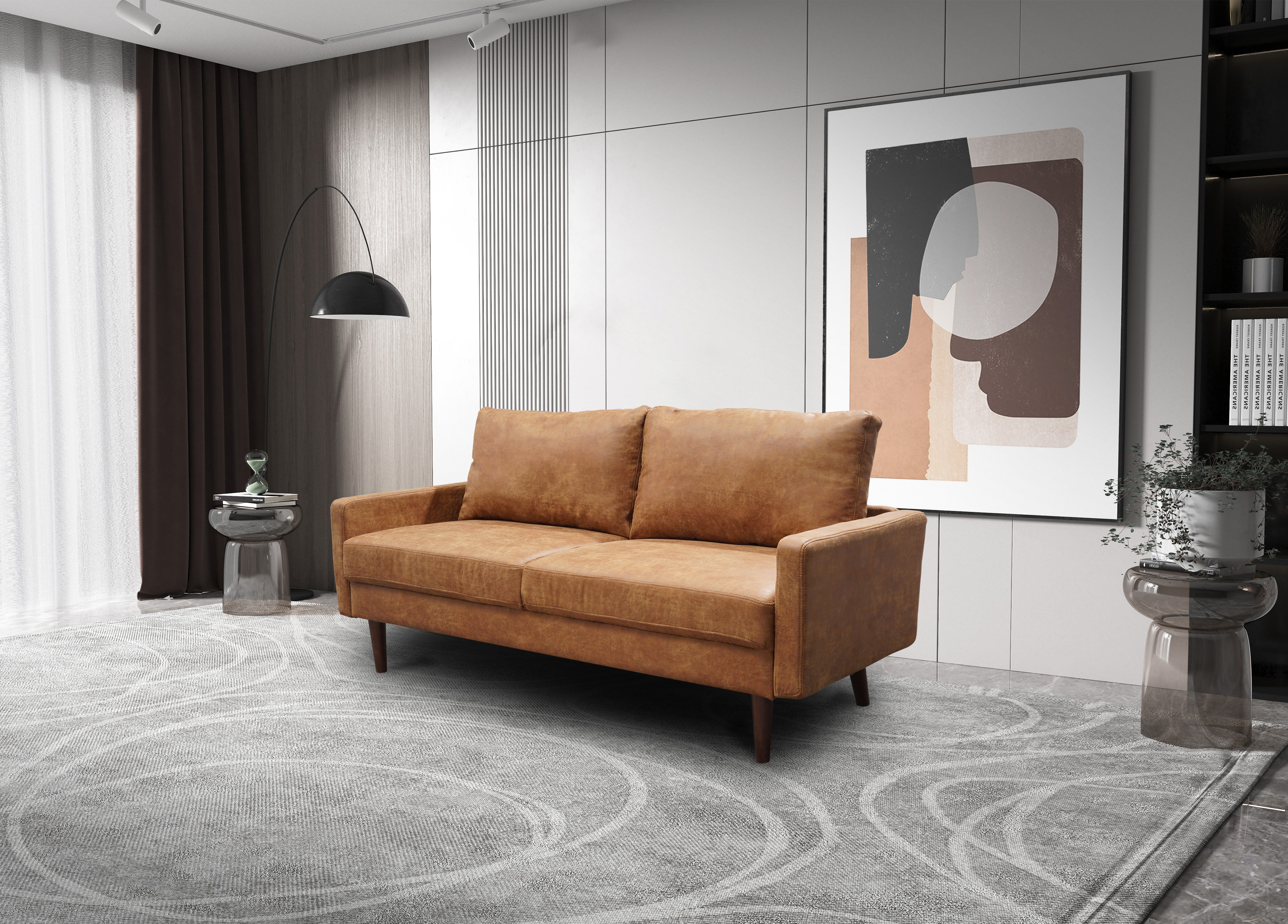 Latitude Run® Mishael 69" 3 Vintage Brown Square Arm Sofa Couches for ...