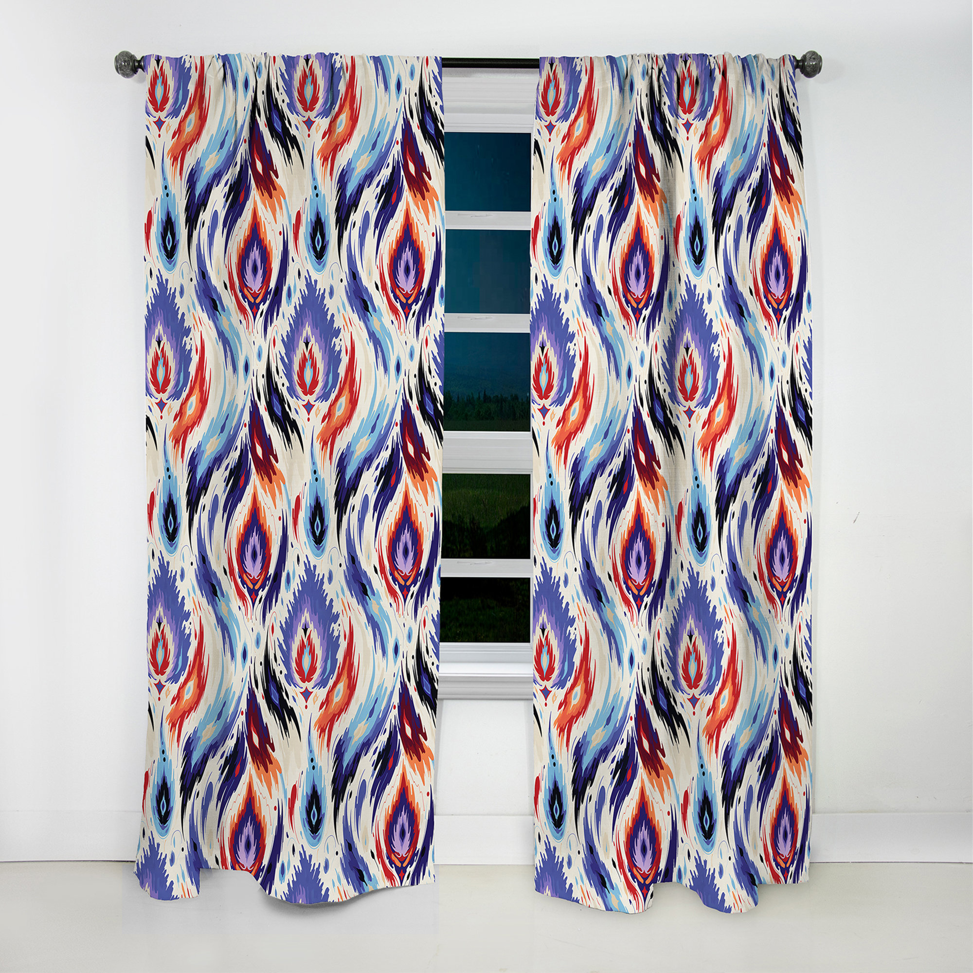 Design Art Purple Tribal Ikat Harmony Embrace - Ikat Curtain - Velvet ...