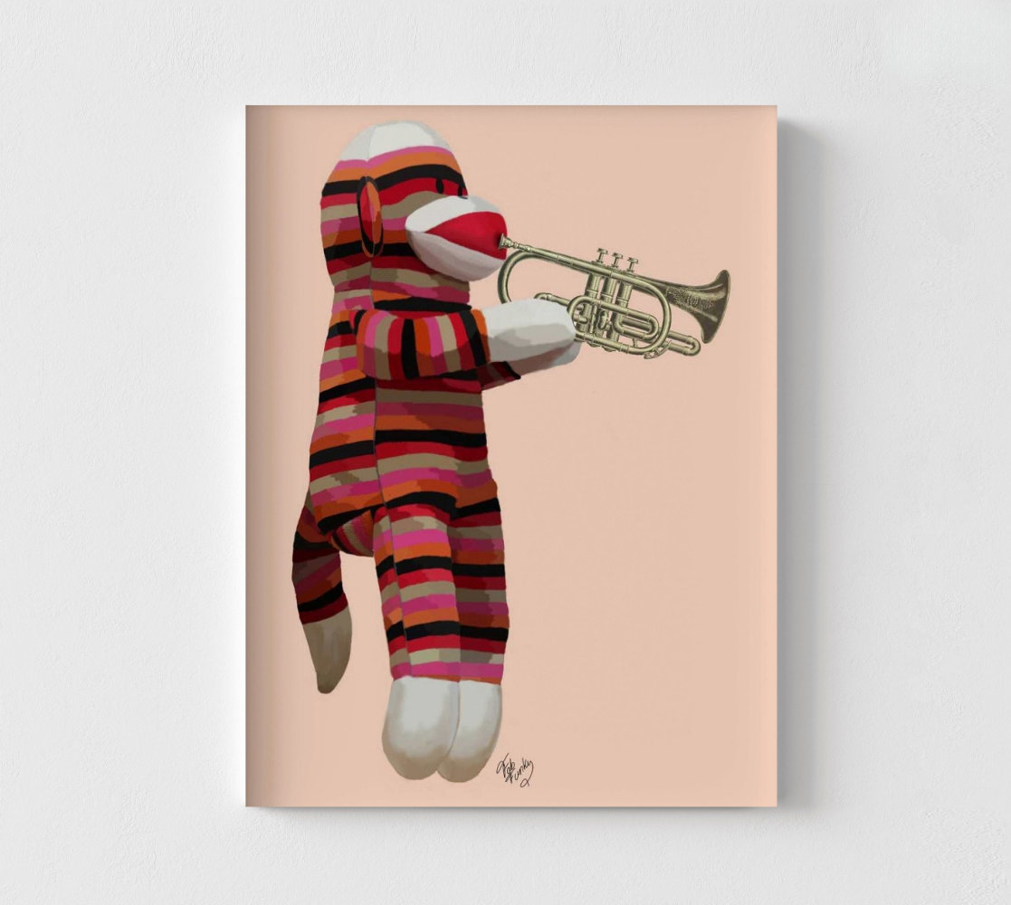 WeFrameArt Red Musical Monkey Print, Sock Animal Music Classroom Art ...
