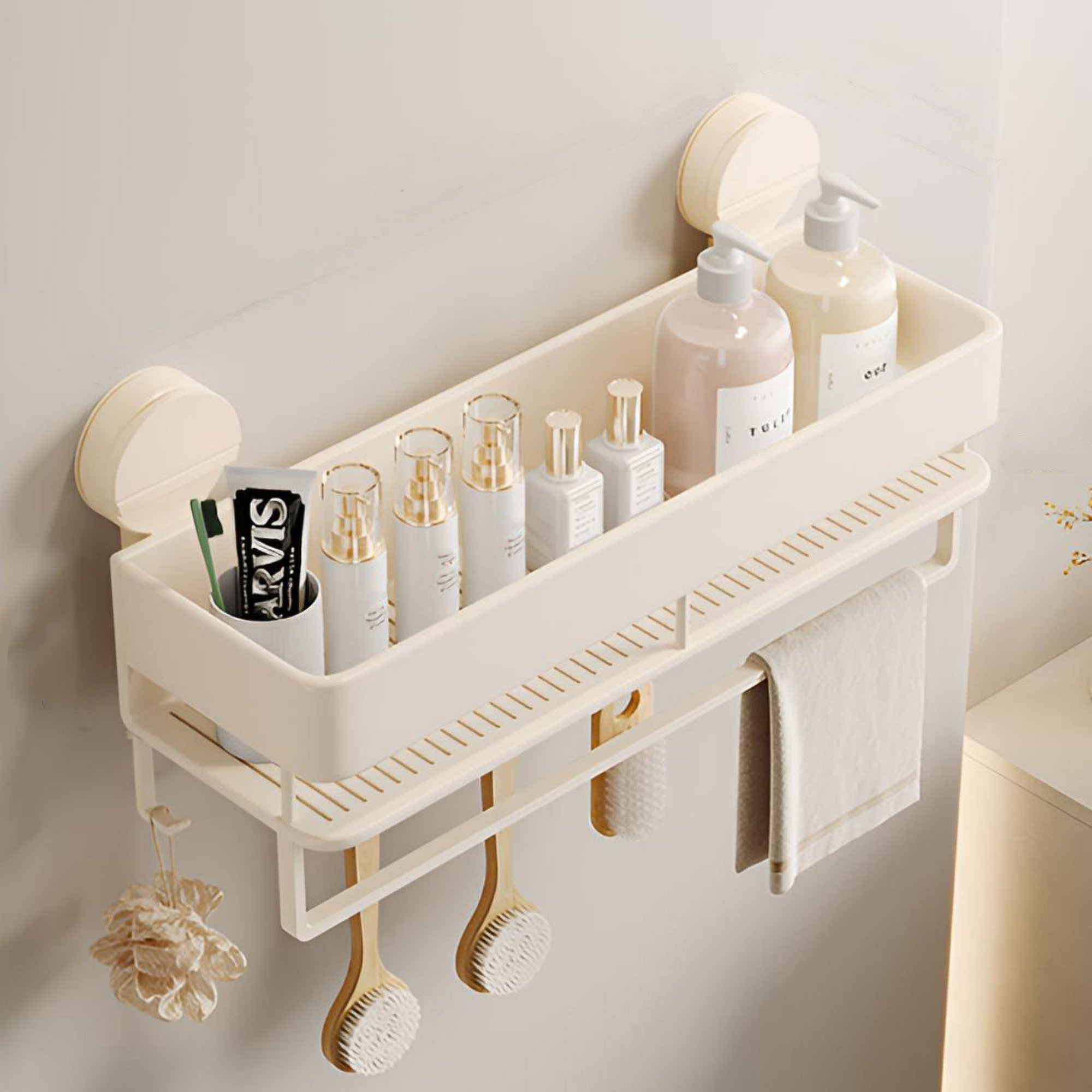 Latitude Run® Bathroom Suction Cup Storage Rack Bathroom Storage Rack ...