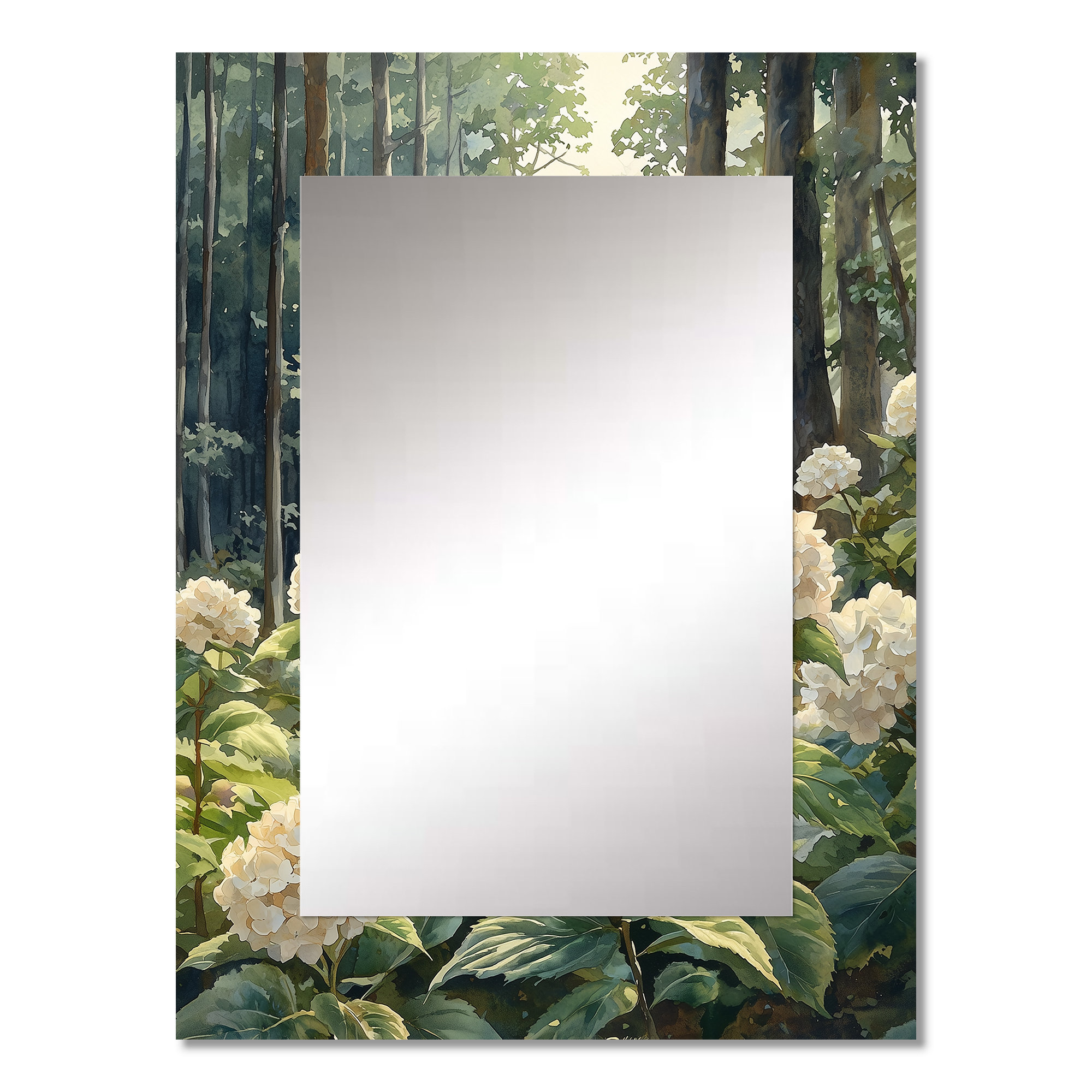 East Urban Home Hydrangeas By The Forest Edge - Hydrangea Large Mirror ...