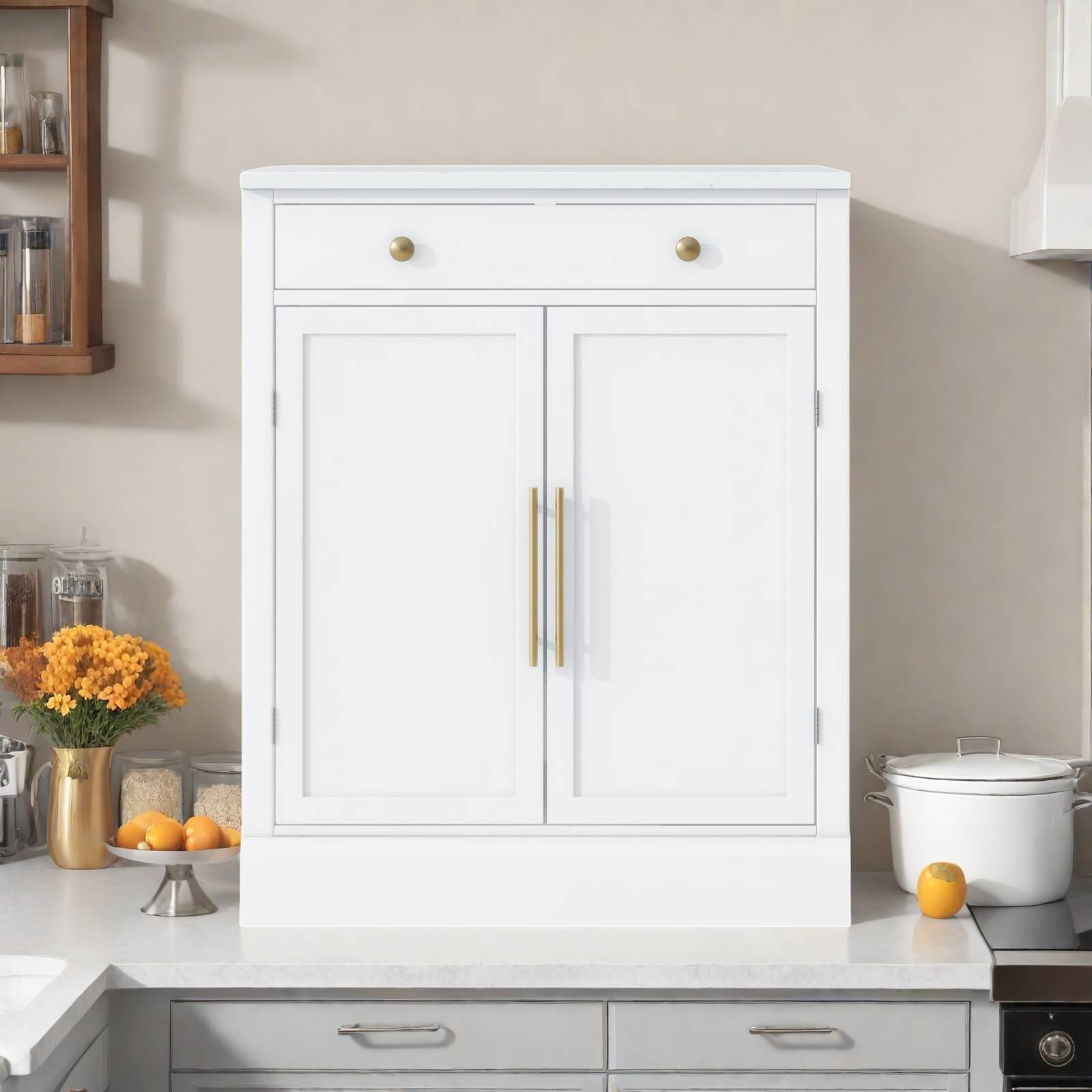 Lark Manor Modern Freestanding Kitchen Pantry Buffet Food Storage ...
