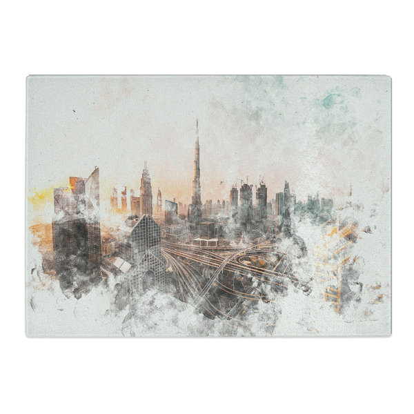 East Urban Home Tempered Glass Burj Khalifa Dubai Skyline Chopping ...