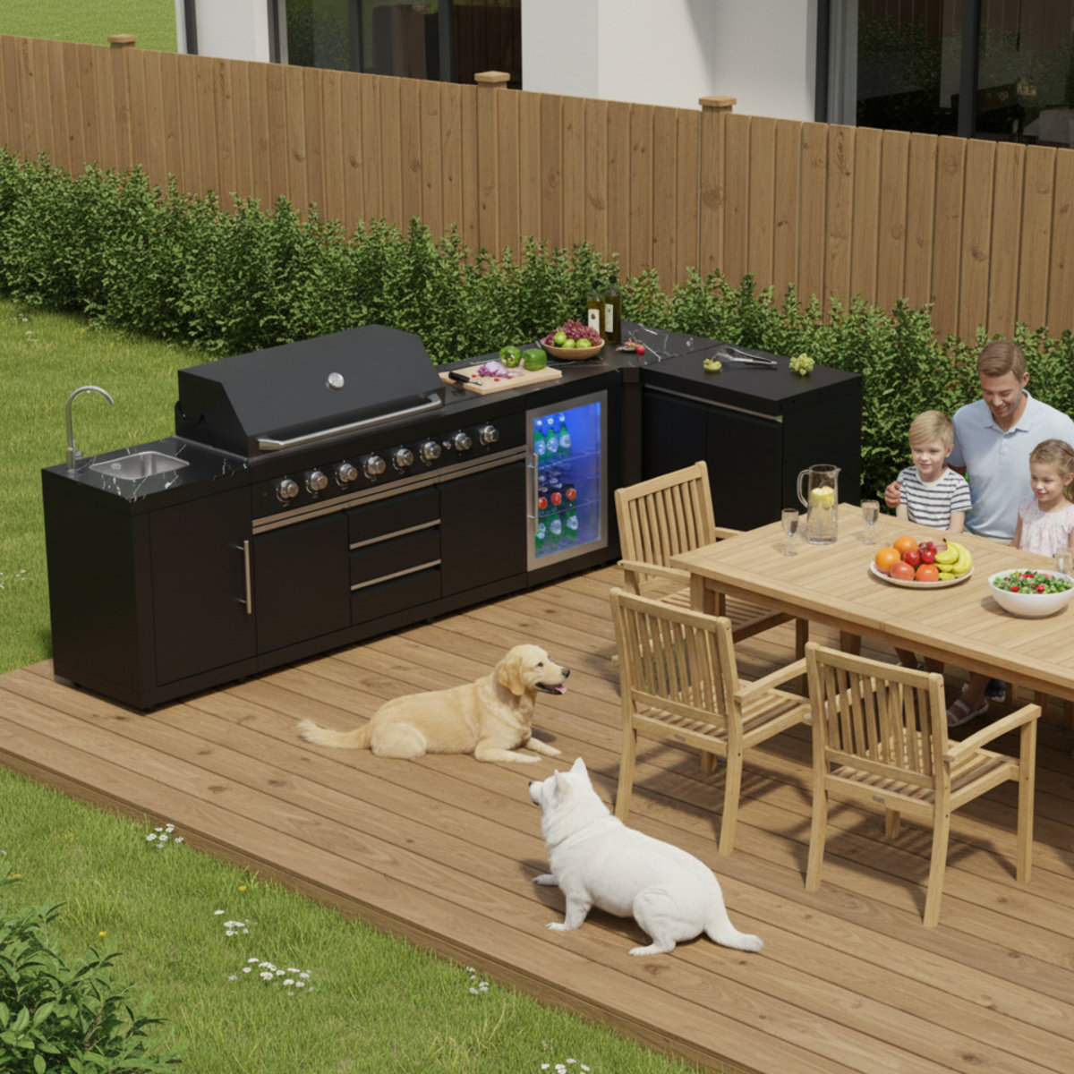 FlexiSpot Akoah 5-Piece Modular Outdoor Kitchen Island Set with 8 ...