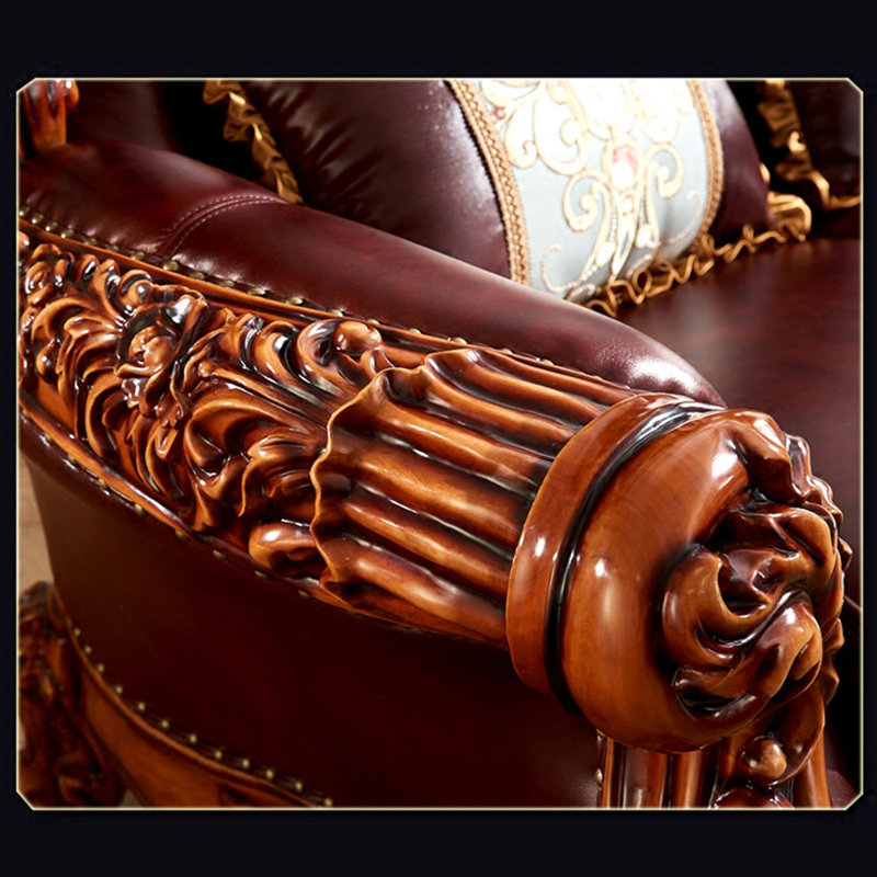 Romero European Style Solid Wood Carved Sofa 120.1'' Rolled Arm Sofa ...