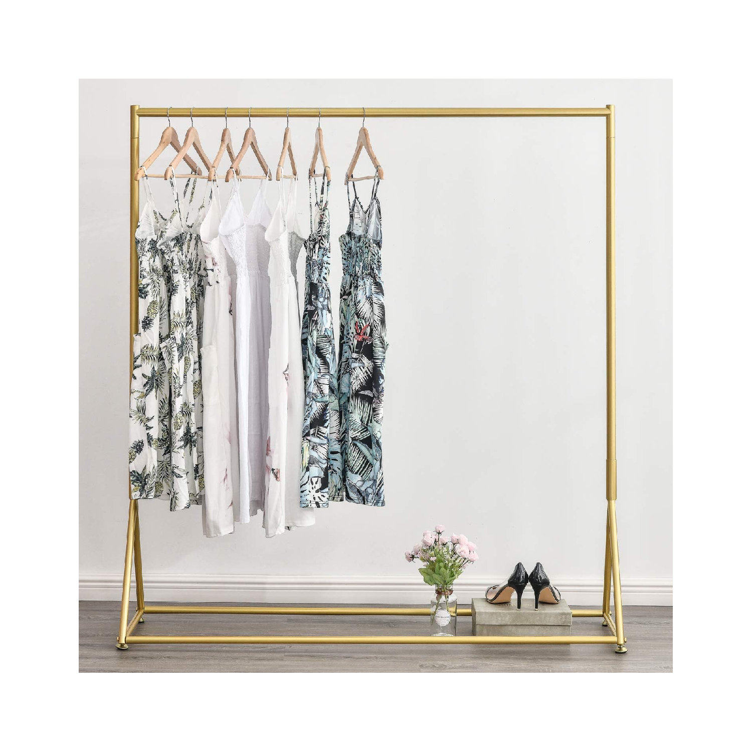 Orblue Gold Pipe Clothing Racks Freestanding, Modern Metal Clothes Rack ...